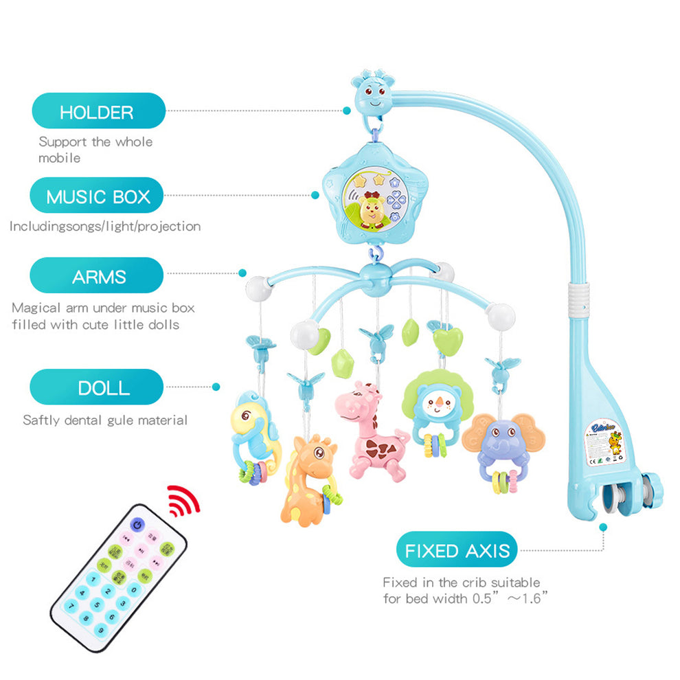 Caterbee Baby Crib Mobile Toy Musical & Light-Up Mobile with Remote Co
